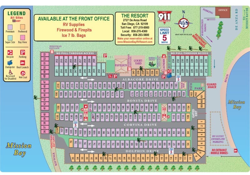 Mission Bay RV Resort Map • Mission Bay RV Resort